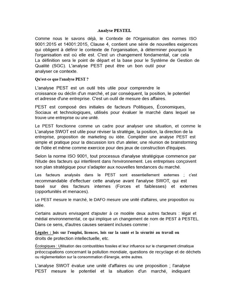 Exemple d'Analyse PESTEL détaillée | PDF | Environnement naturel | Business