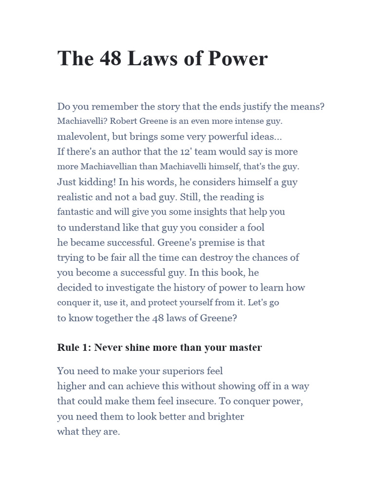 Understanding the 48 Laws of Power | PDF | Niccolò Machiavelli