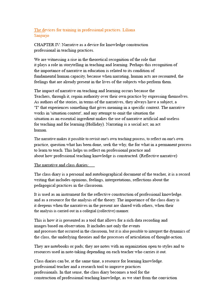 The Devices For Training in Professional Practices | PDF | Narrative ...