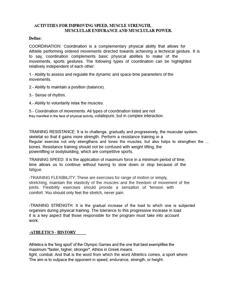 Speed Training Activities in Athletics | PDF | Track And Field ...