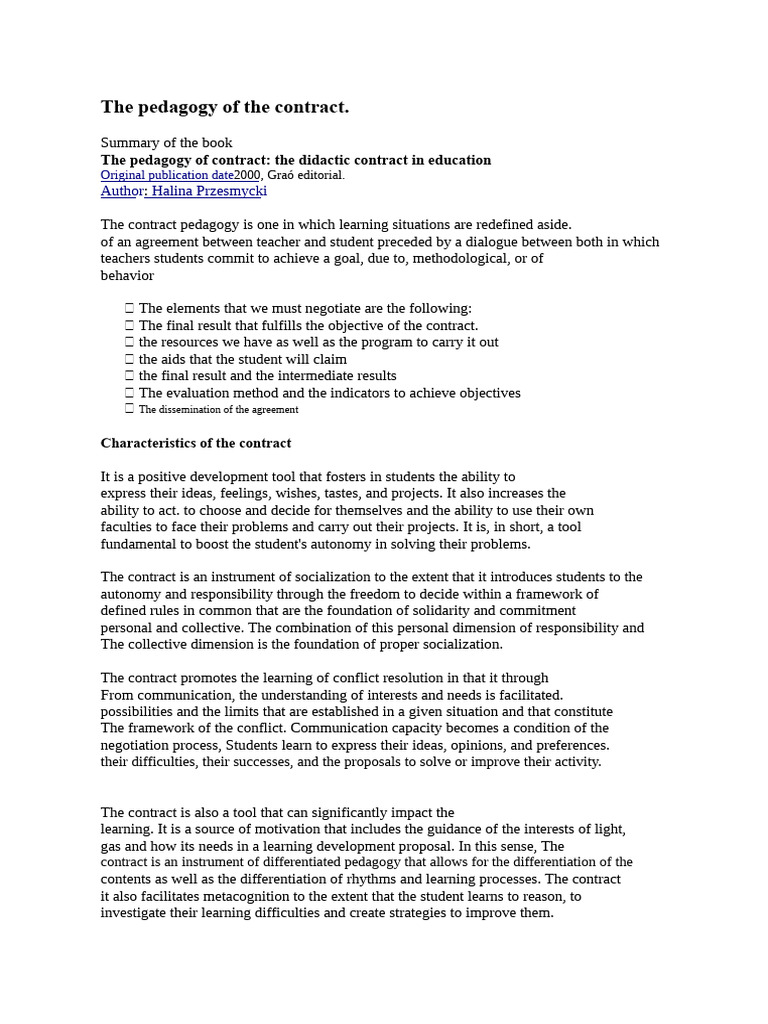 Pedagogical Contracts in Education | PDF | Pedagogy | Negotiation