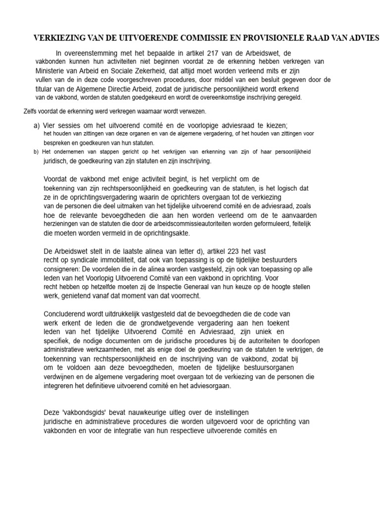 Verkiezing Van de Uitvoerende Commissie en Provisoir Adviesraad | PDF