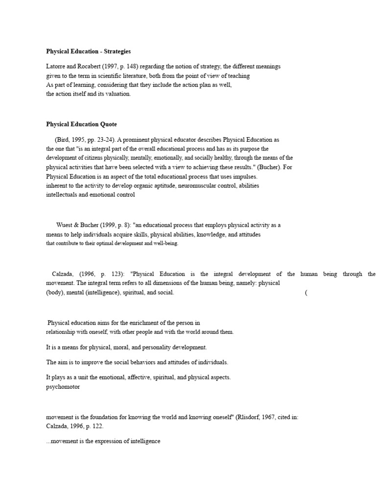 Physical Education Quotes | PDF | Physical Education | Science