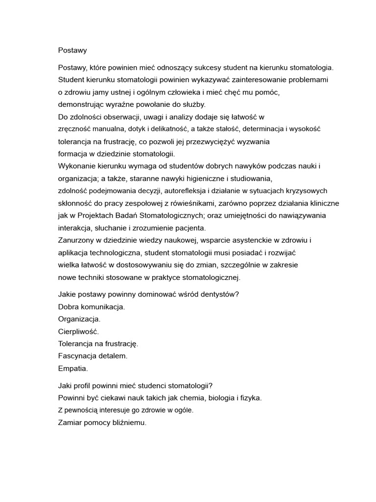Postawy Dentysty | PDF