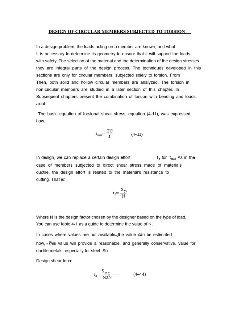 Design of Circular Members Subjected To Torsion | PDF | Stress ...