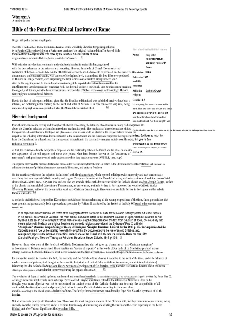 Bible of the Pontifical Biblical Institute | PDF | Bible | Catholic Church