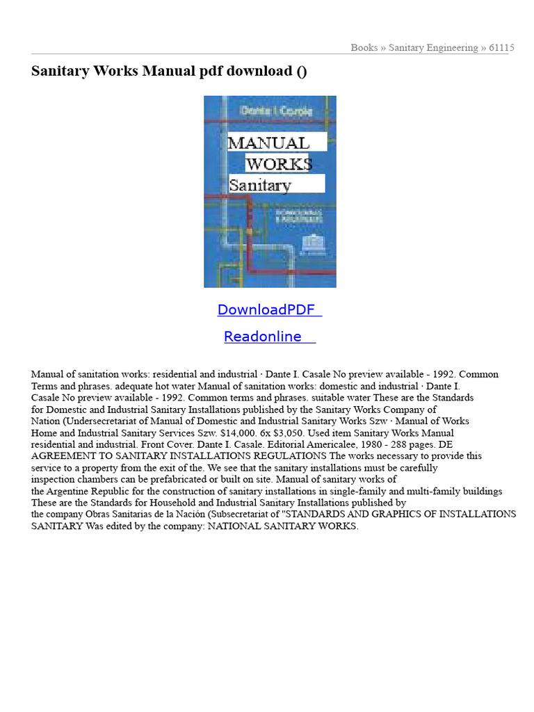 Sanitary Works Manual for Installations | PDF