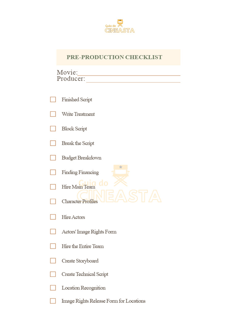 Essential Pre-Production Checklist | PDF