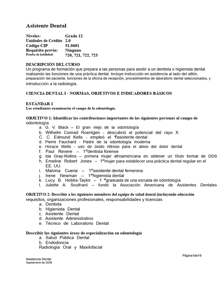 Curso de Asistencia Dental: Formación y Normas | PDF | Odontología ...