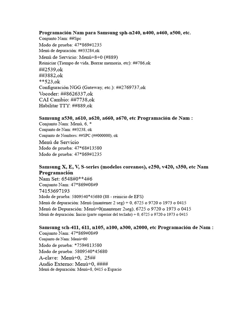 Códigos de desbloqueo para todos los teléfonos celulares | PDF | Electrónica | Tecnología de ...