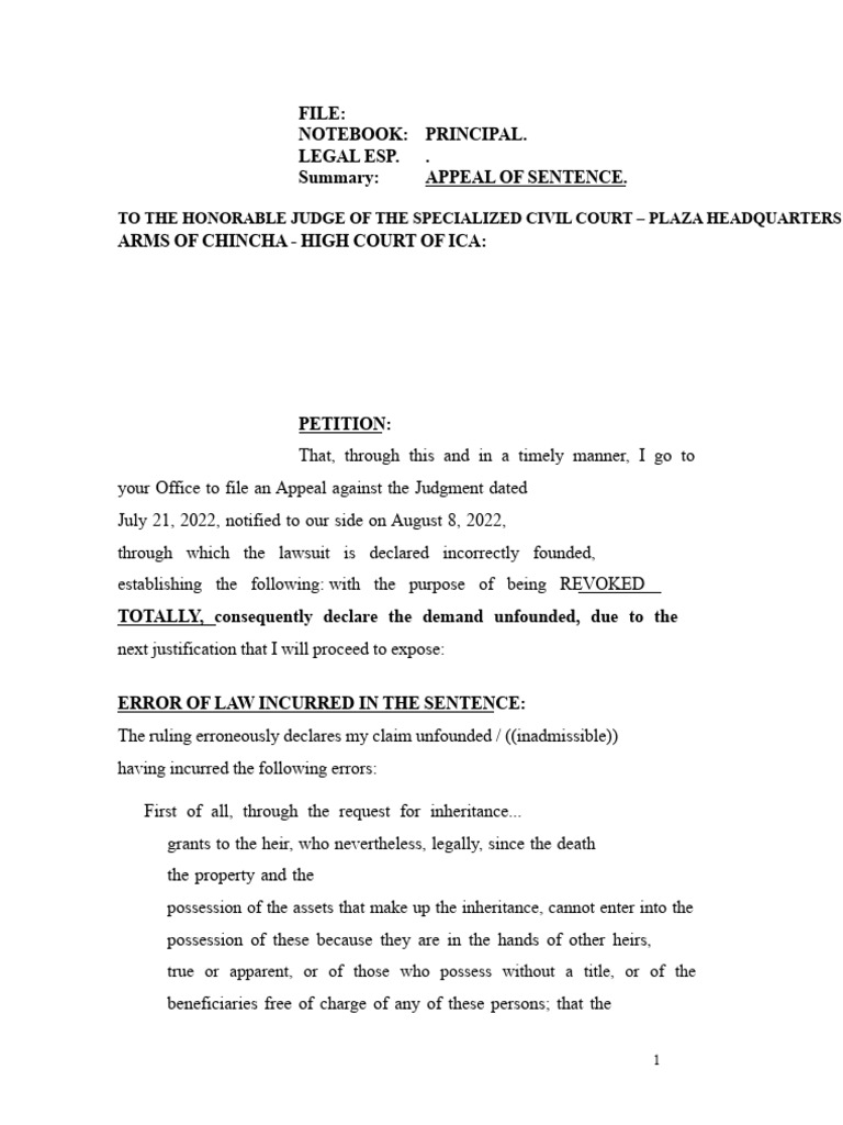 Appeal Judgment Request for Inheritance | PDF | Judgment (Law) | Lawsuit