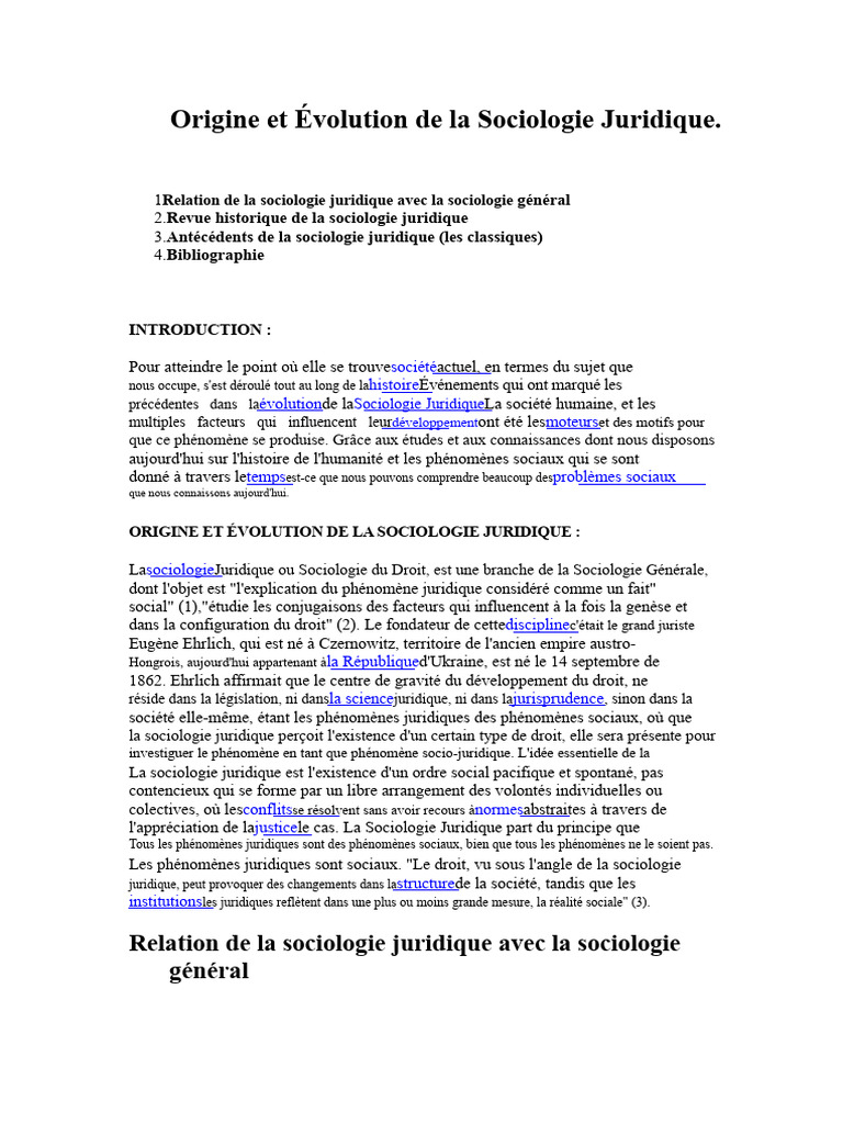 Origine et Évolution de la Sociologie Juridique | PDF | Sociologie ...