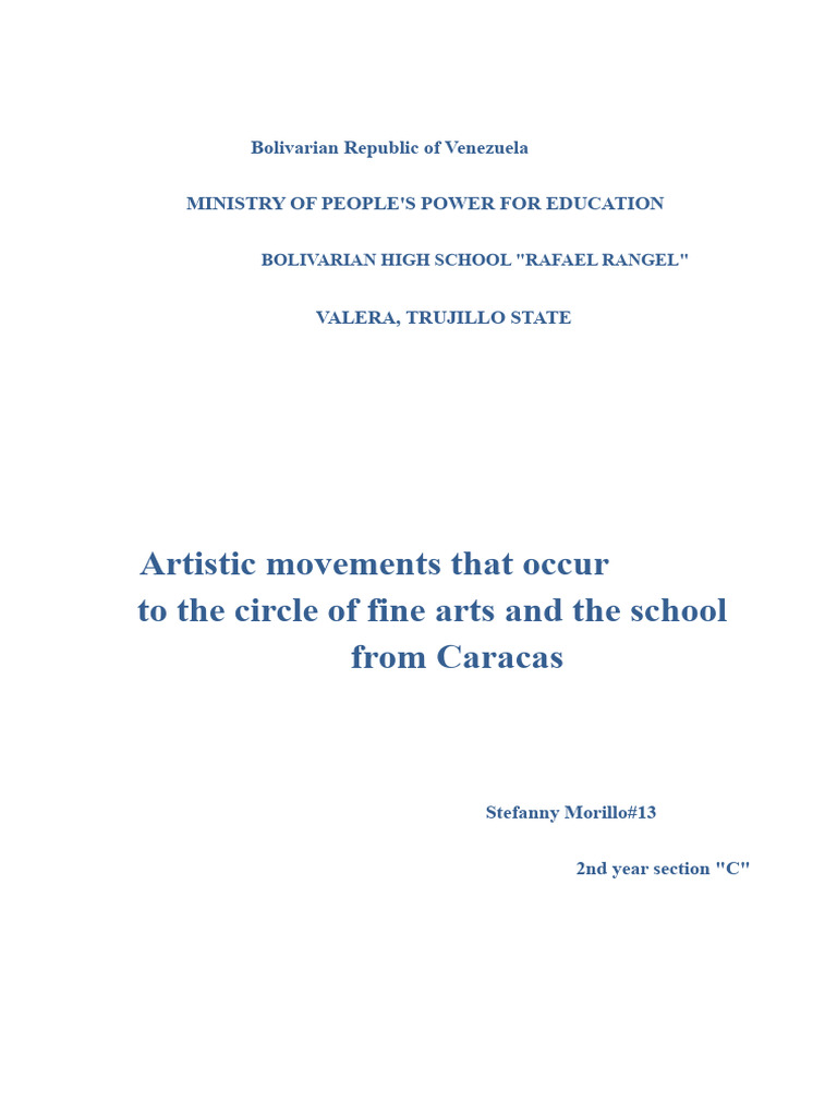 Artistic Movements That Occurred After The Circle of Fine Arts and The School of Caracas ...