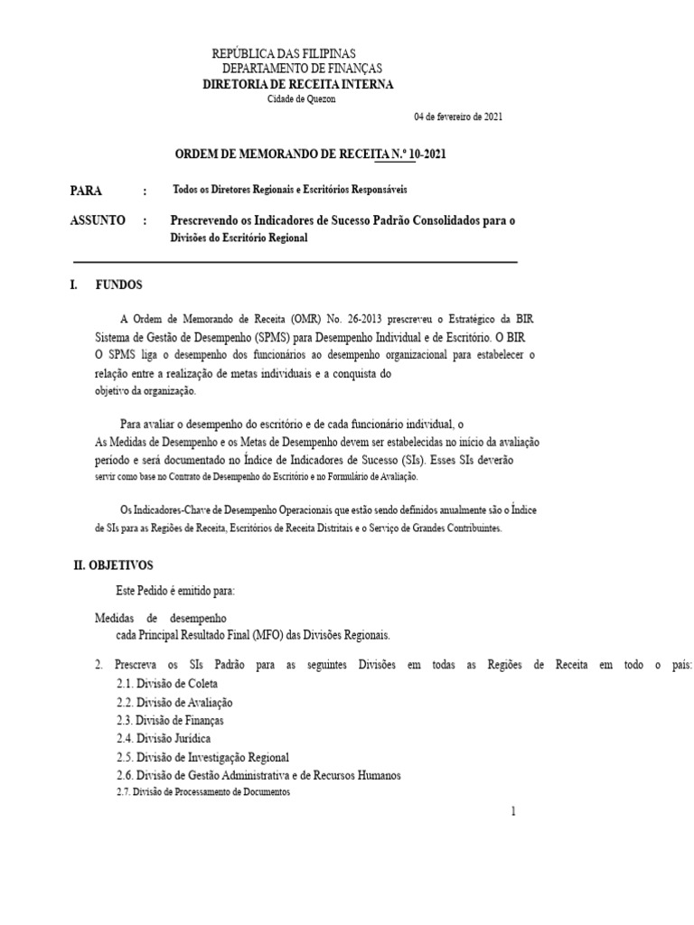 BIR RMO Nº 10-2021 | PDF | Gestão de recursos humanos