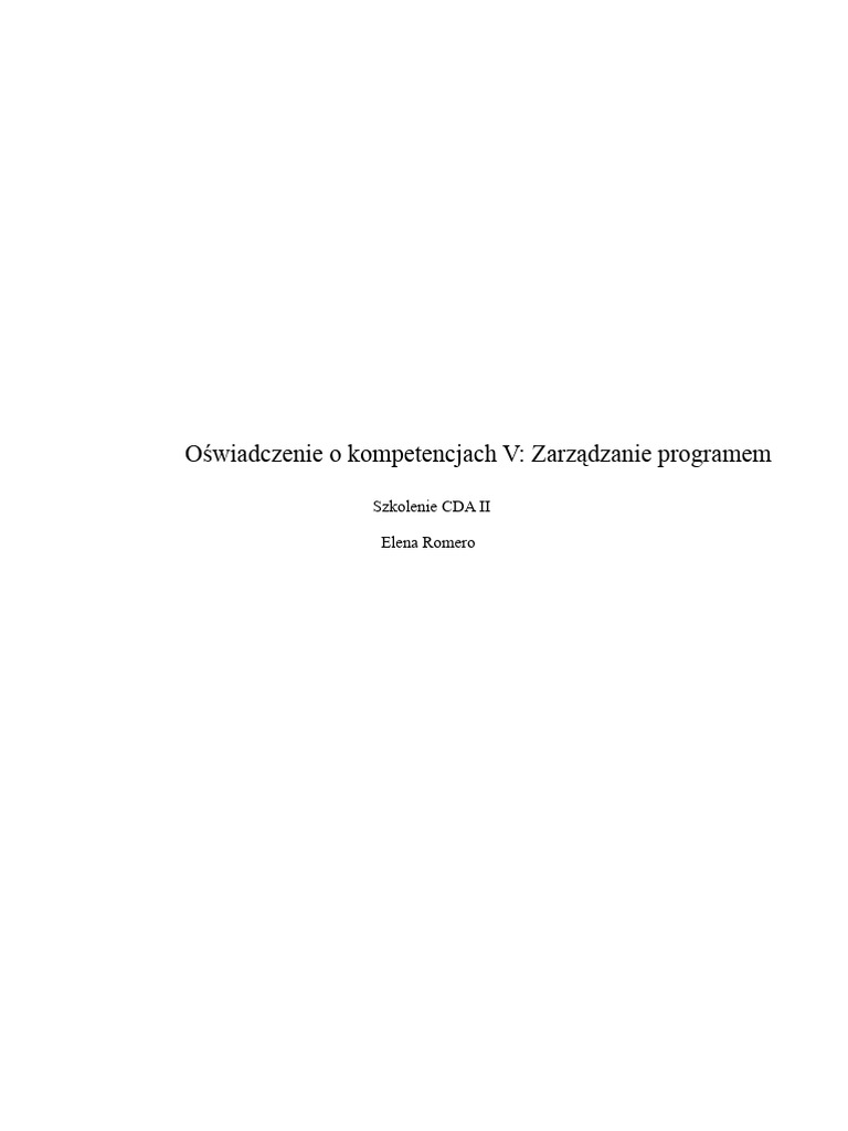 oświadczenie o kompetencjach cdec v zarządzaniu programem 1 | PDF