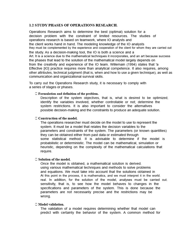 1.2 Phases of Study in Operations Research | PDF | Conceptual Model ...