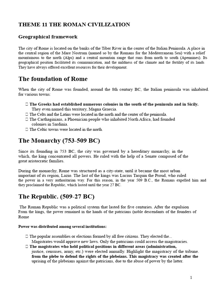Overview of Roman Civilization History | PDF | Roman Republic | Ancient ...