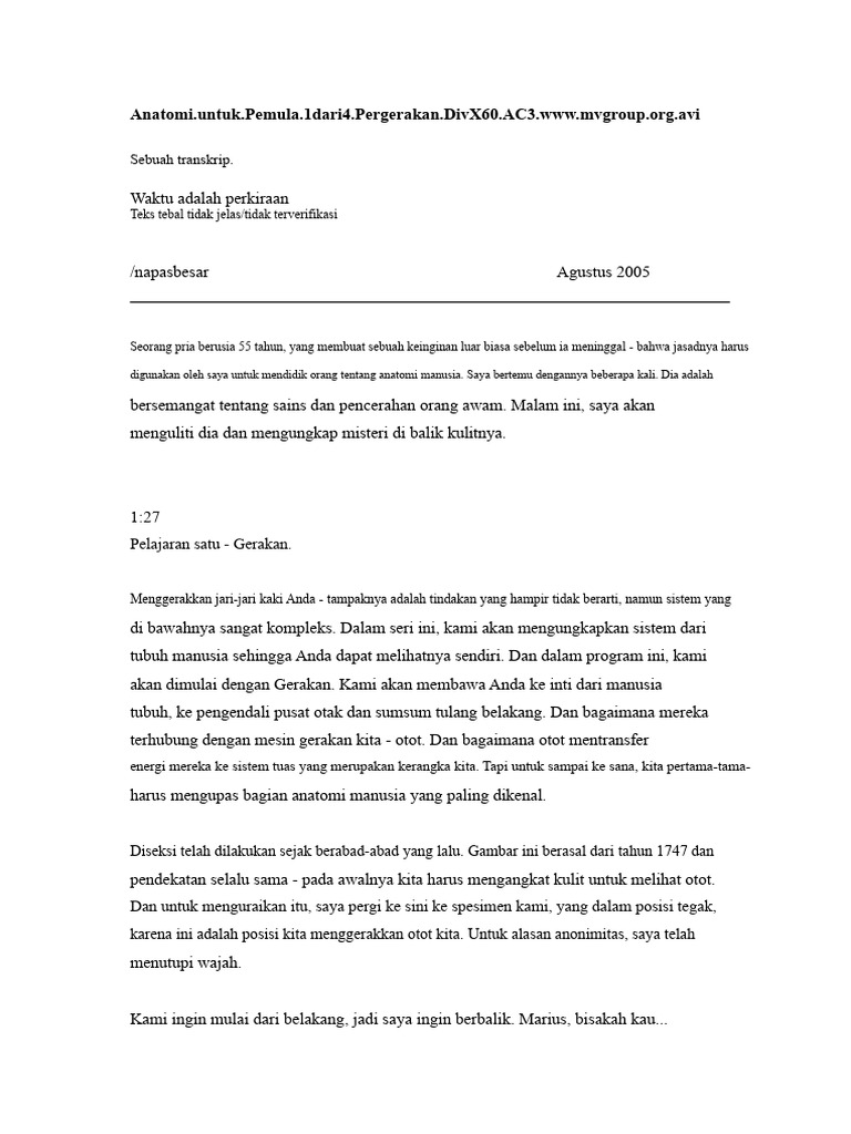 Anatomi Untuk Pemula 1 - Gerakan | PDF