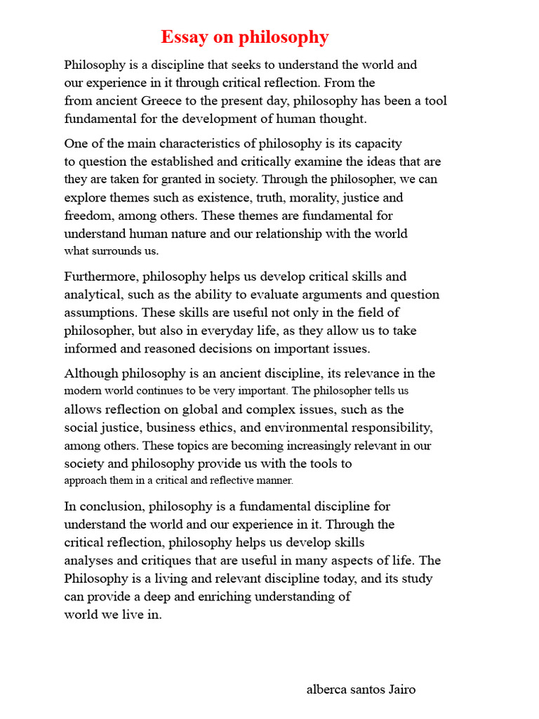 Essay On Philosophy | PDF