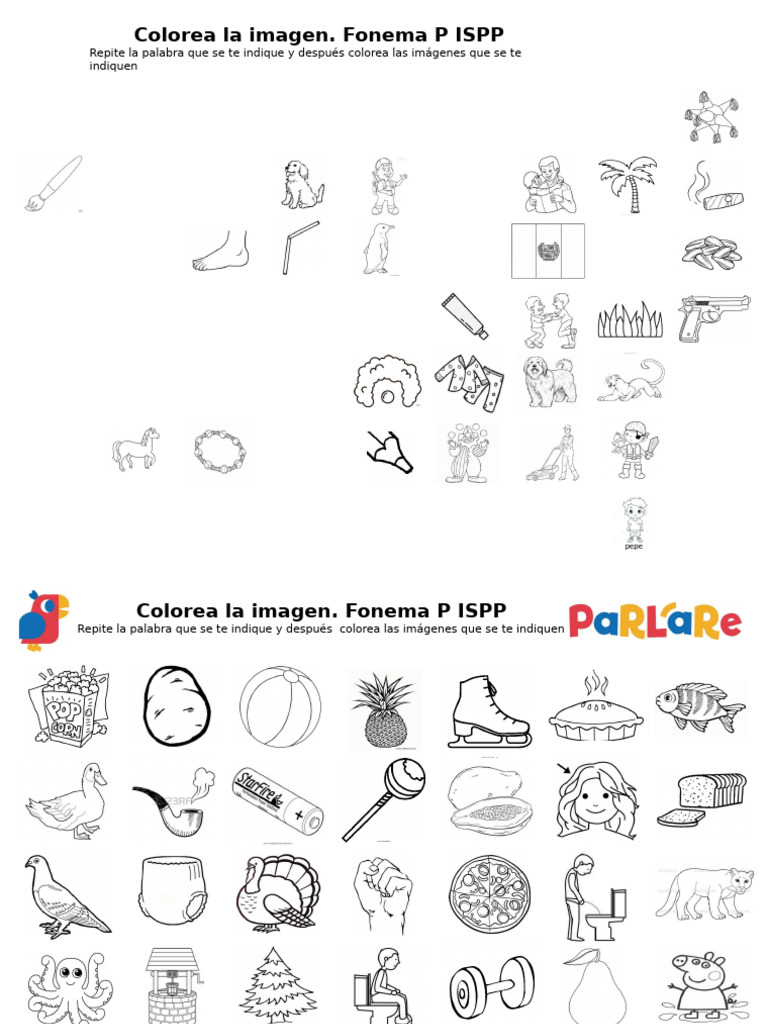 Imágenes para Colorear: Fonema P | PDF