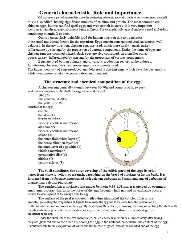 General Characteristics of Eggs | PDF | Yolk | Nutrition