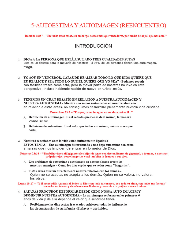 Ministración - Autoestima y Autoimagen | PDF | Cristo (título) | Amor