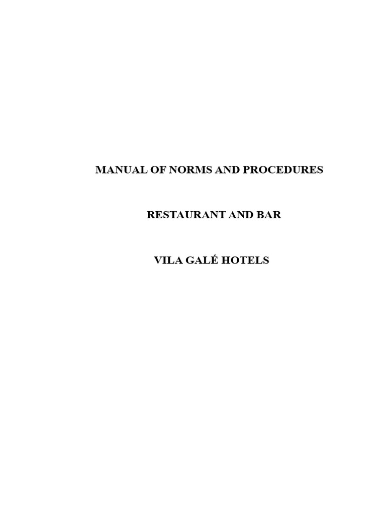 Restaurant and Bar Manual | PDF | Restaurants | Menu