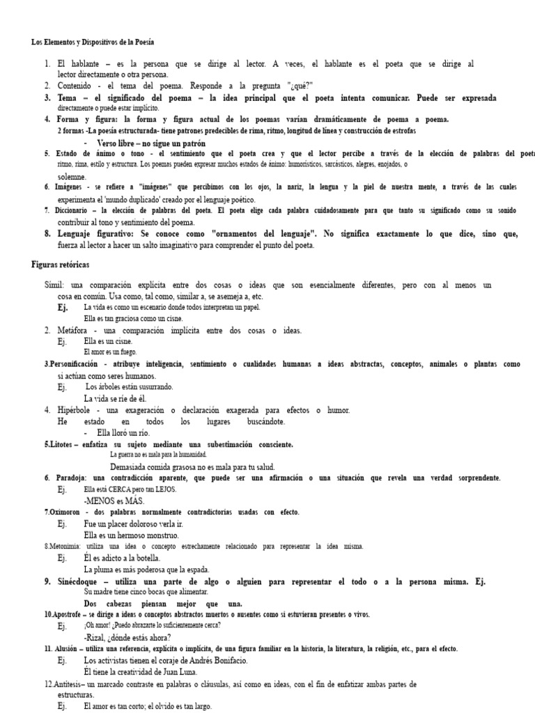 Elementos Clave de la Poesía | PDF | Poesía