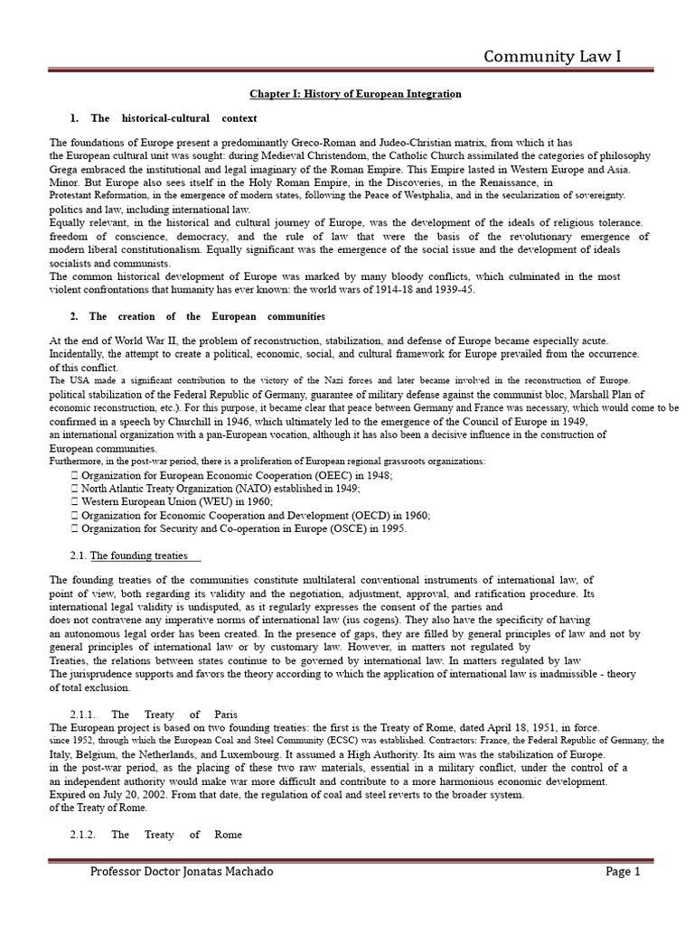 Summaries of European Union Law I | PDF | European Economic Community ...