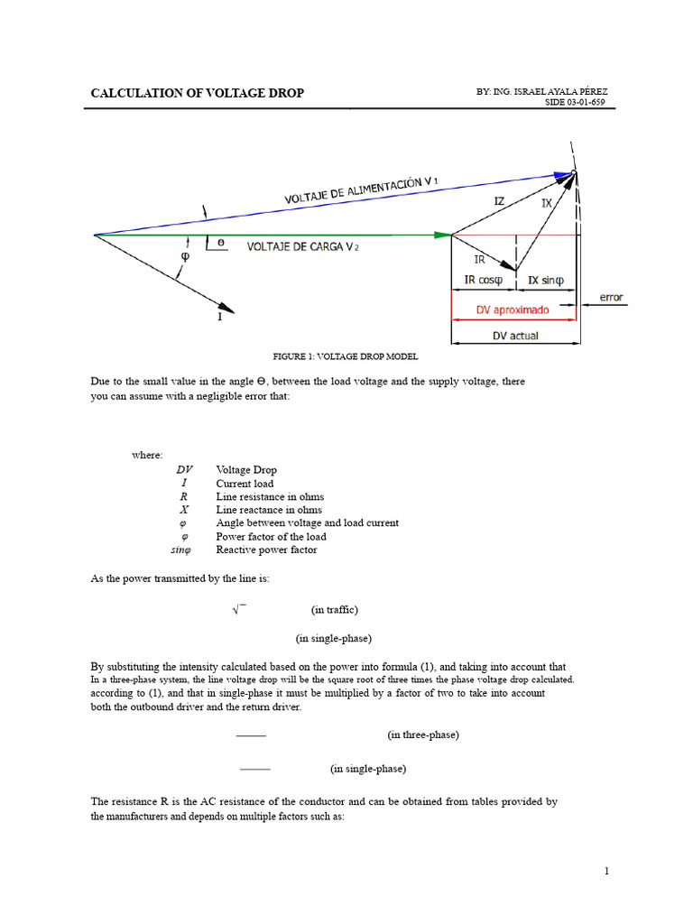 Three-Phase Voltage Drop Calculation | PDF | Electrical Conductor ...