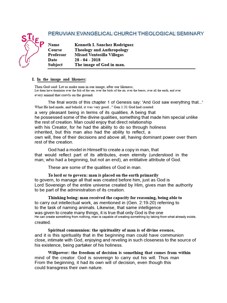 The Image of God in Man | PDF | Image Of God | Genesis Creation Narrative