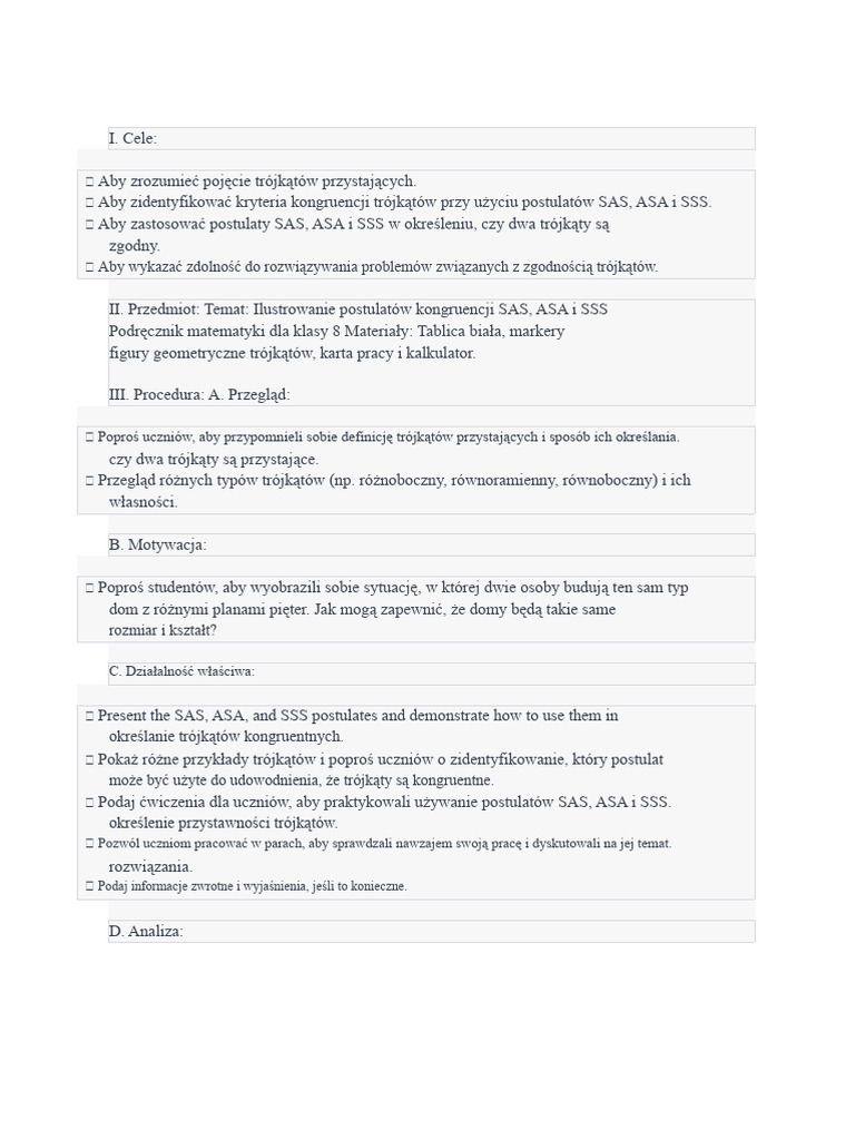 Chat GPT Matematyka 8 Sas, SSS, Asa | PDF