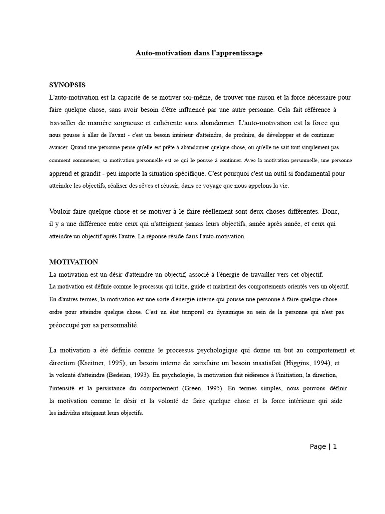 Auto-motivation dans l'apprentissage | PDF | Motivation | Motivant