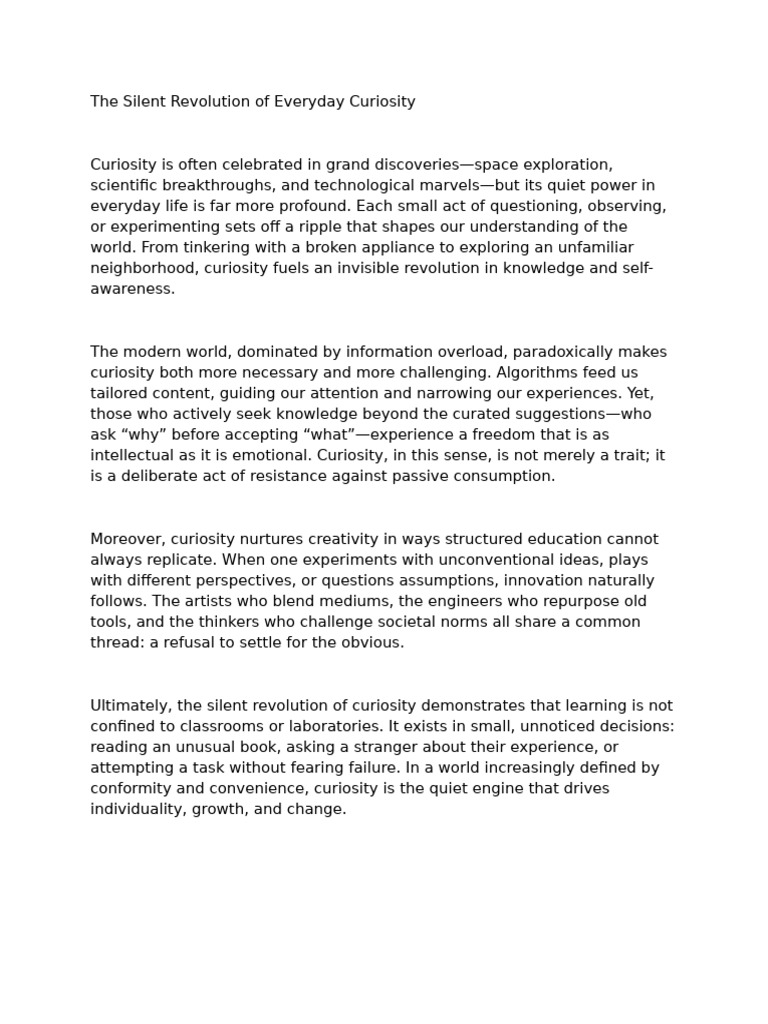 The Silent Revolution of Everyday Curiosity | PDF