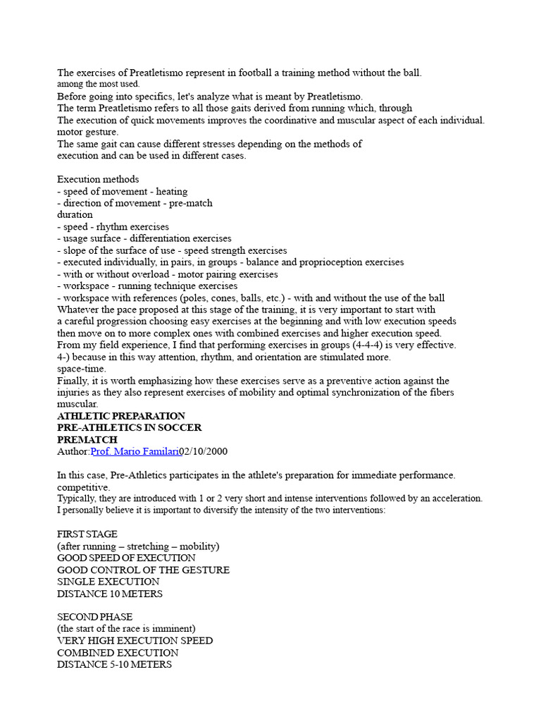 Pre-Athletics Training in Soccer | PDF | Strength Training | Aerobic ...