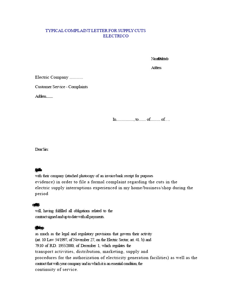 Complaint for Electricity Supply Cuts | PDF | Receipt | Registered Mail