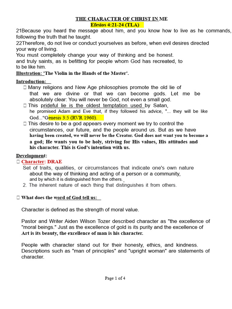 Developing Christlike Character | PDF | Jesus | God