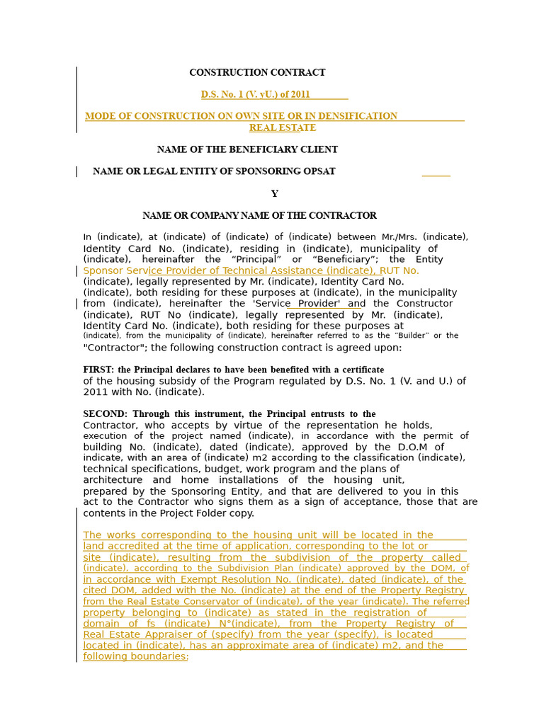 5. Construction Contract Type DS1 | PDF | Subsidy | Fee
