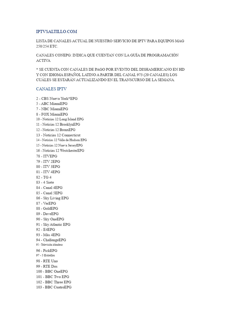 Canales IPTV para Equipos MAG | PDF | Medios de comunicación en masa ...