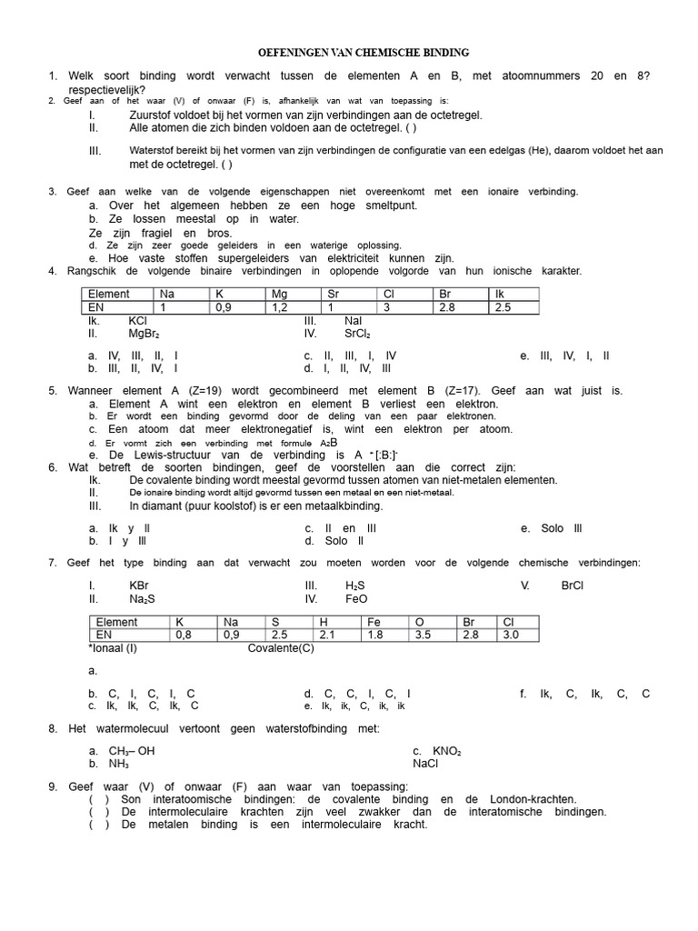 Oefeningen Van Chemische Verbinding | PDF
