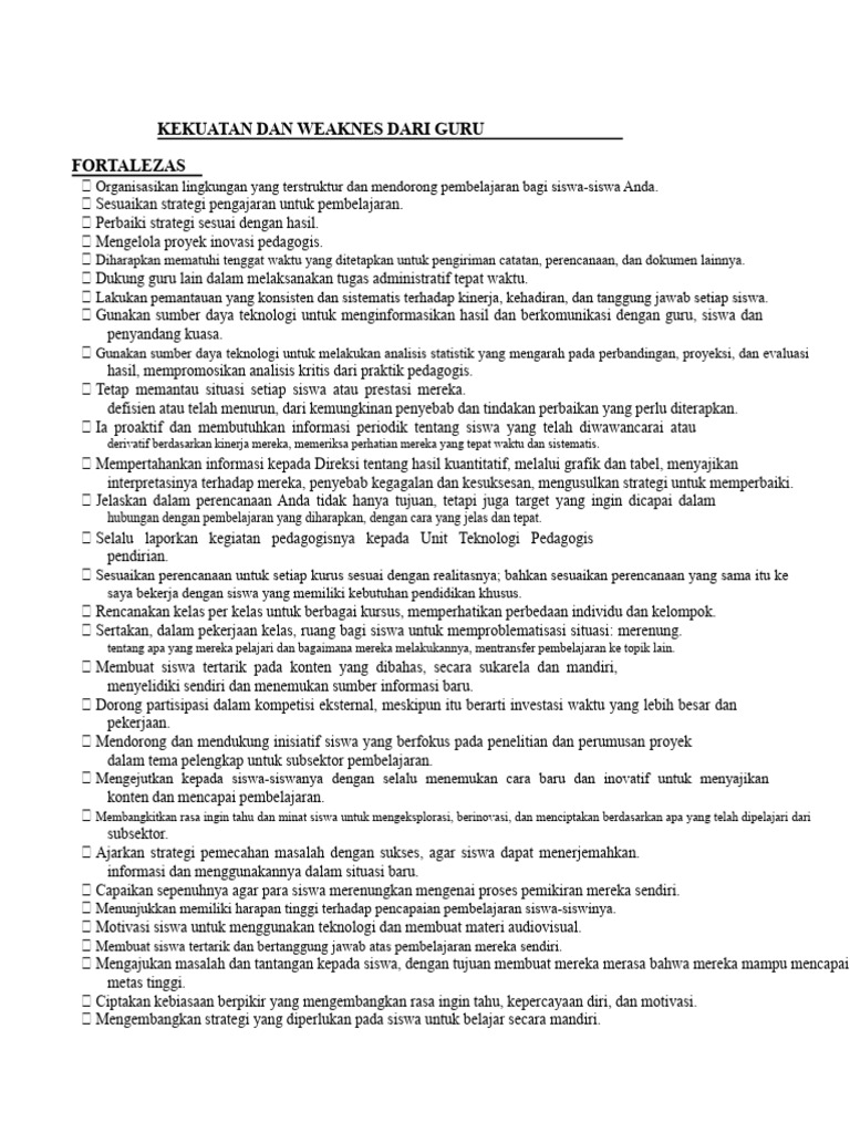 Kekuatan Dan Kelemahan para Pengajar | PDF