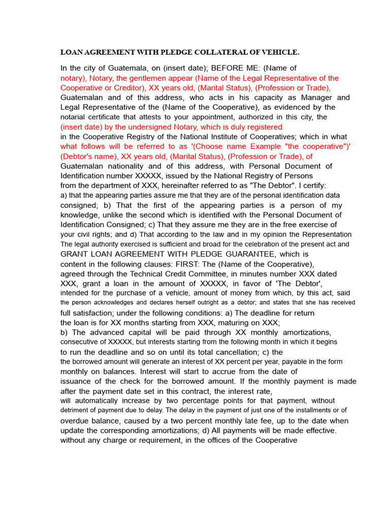Loan Agreement With Pledge Guarantee. | PDF | Insurance | Loans