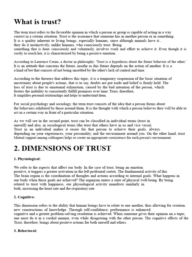 Understanding Trust: Types and Dimensions | PDF | Communication | Emotions