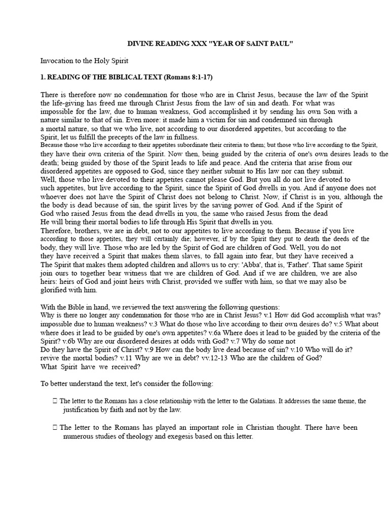 Romans 8: Living by the Spirit | PDF | Epistle To The Romans | Paul The ...