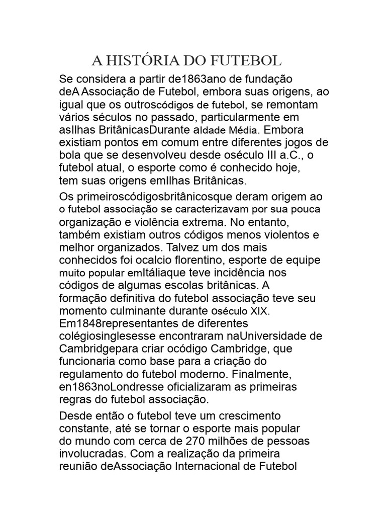 História e Regras do Futebol Moderno | PDF | Futebol | Esportes