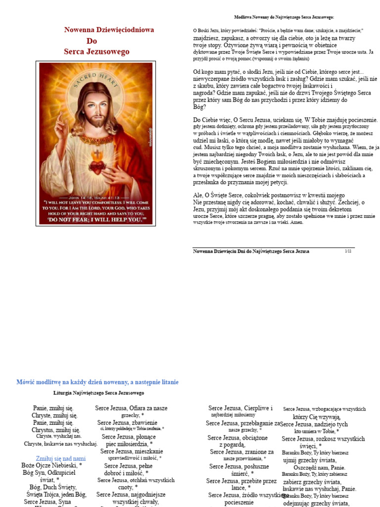 9-Dniowa Nowenna Do Najświętszego Serca Jezusa | PDF