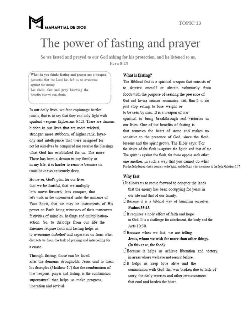 The Power of Fasting and Prayer | PDF | Prayer | Gospel Of Matthew