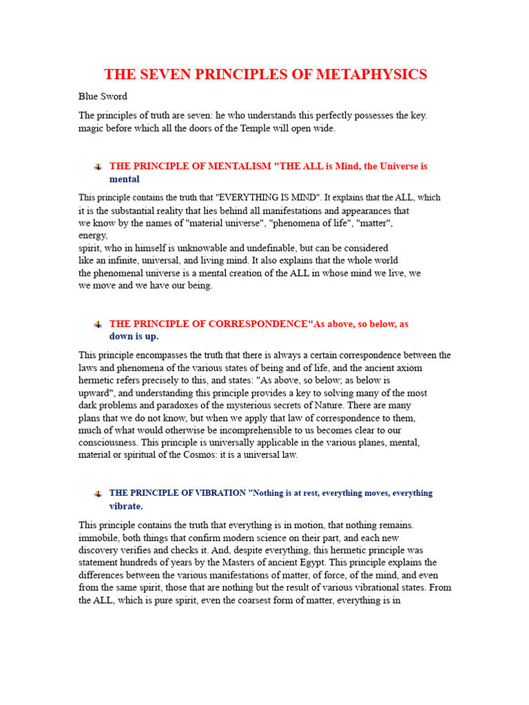 Seven Principles of Metaphysics Explained | PDF | Metaphysics