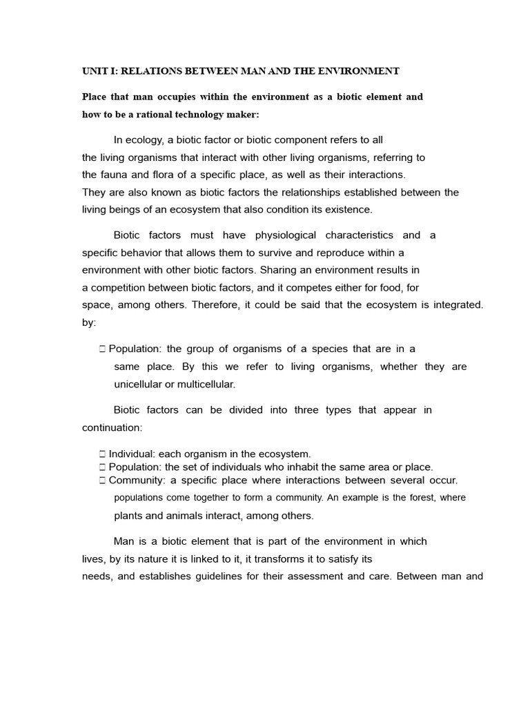 Relationship Between Man and The Environment | PDF | Environmental ...