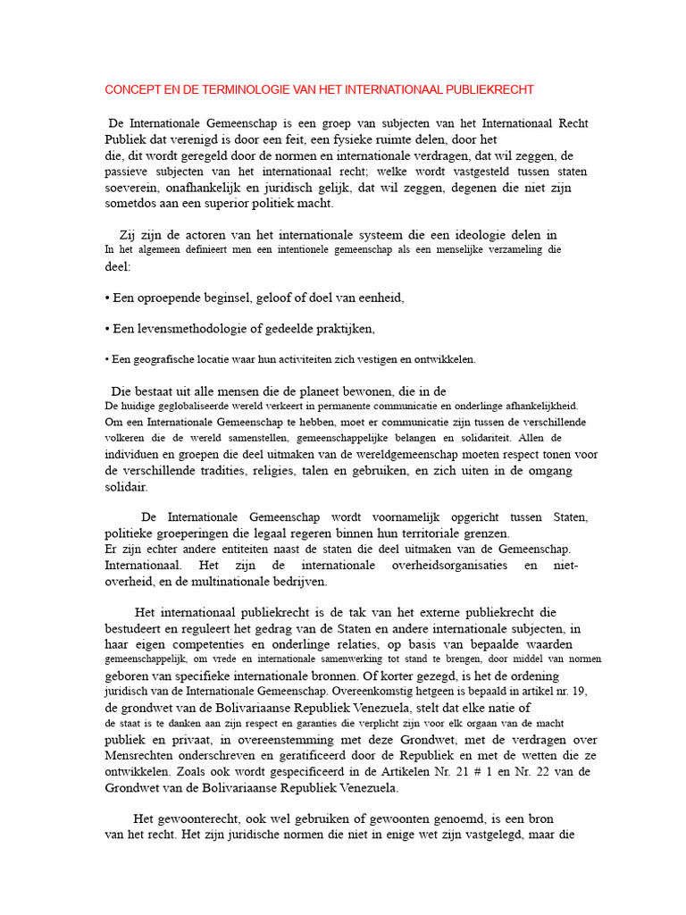 Concept en de Terminologie Van Het Internationaal Recht | PDF